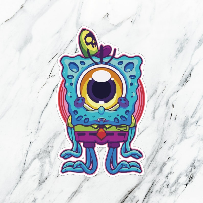 Alien Sponge Bob Sticker - Etsy