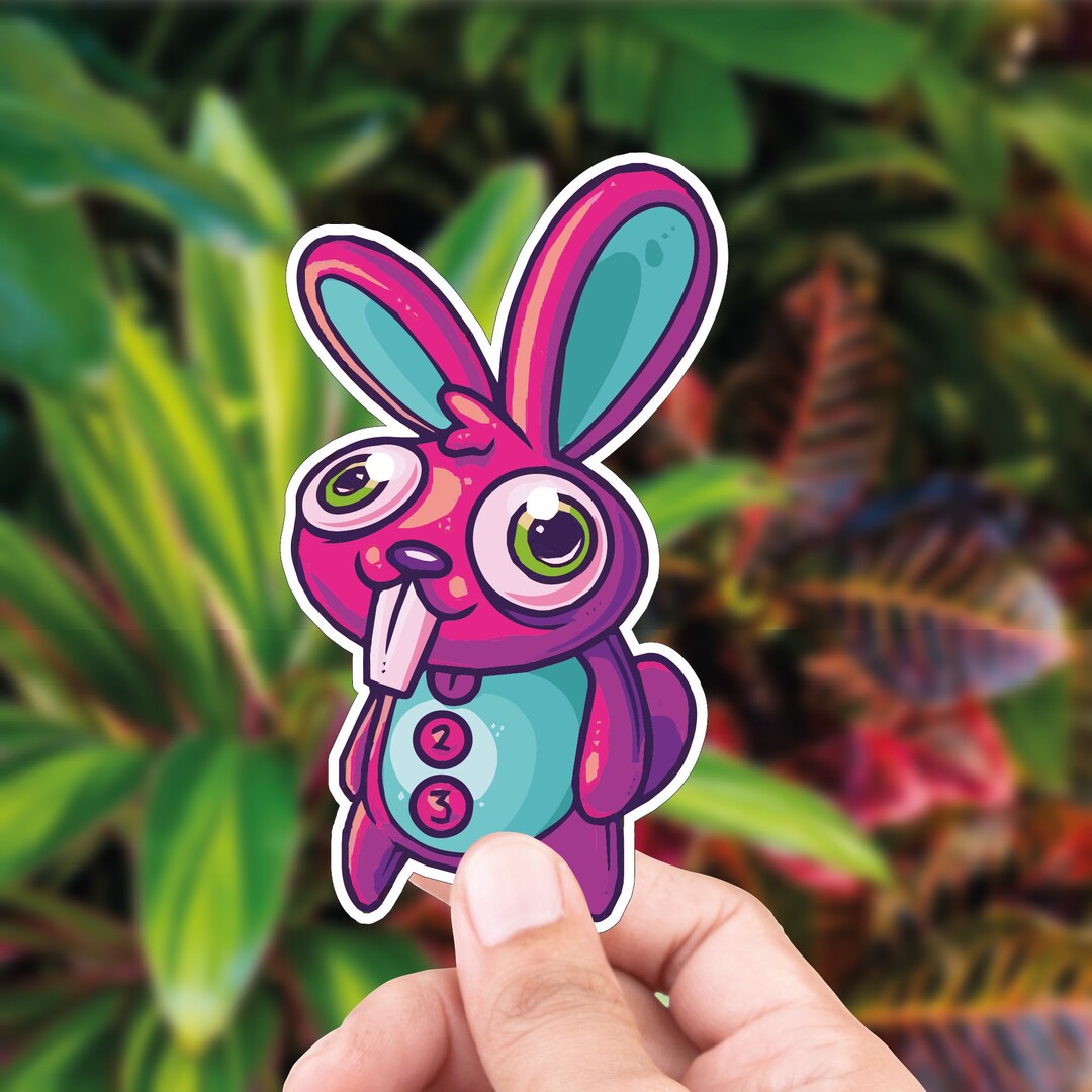 Crazy Cute Bunny Sticker - Etsy