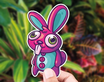 Crazy Bunny Sticker - Etsy