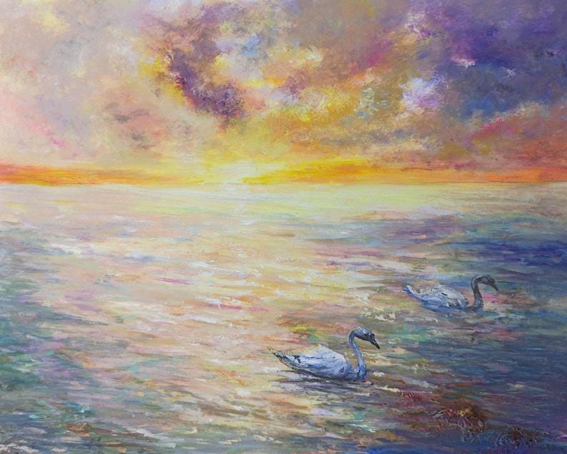 Swan Painting Original Small Painting of White Bird Nature Lovers Gift ...
