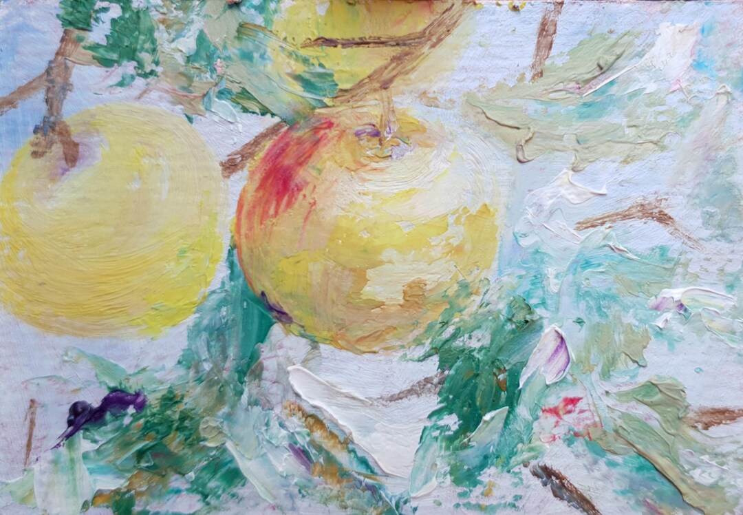 Apple Painting Original Small Fruit Artwork - Etsy