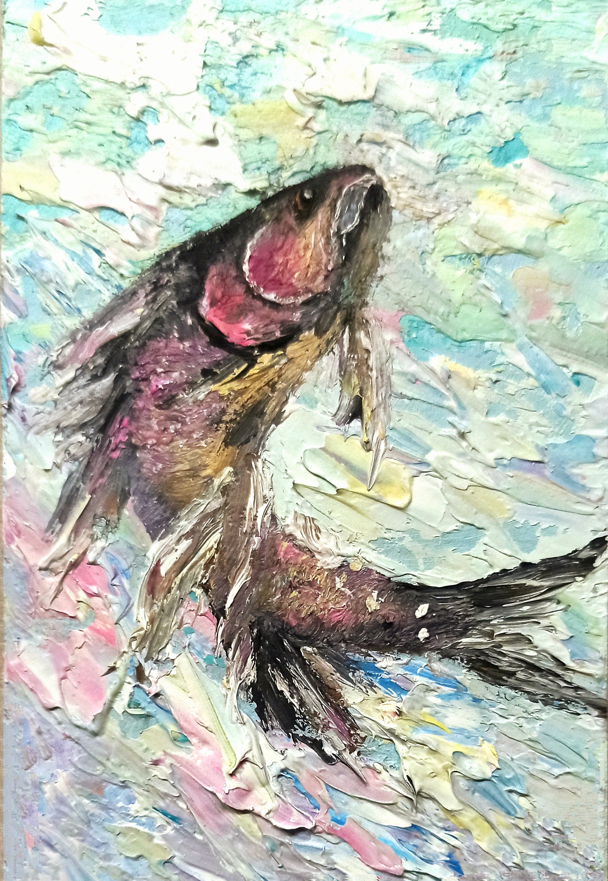 Salmon Fish Painting Original Fishing Lovers Gift - Etsy