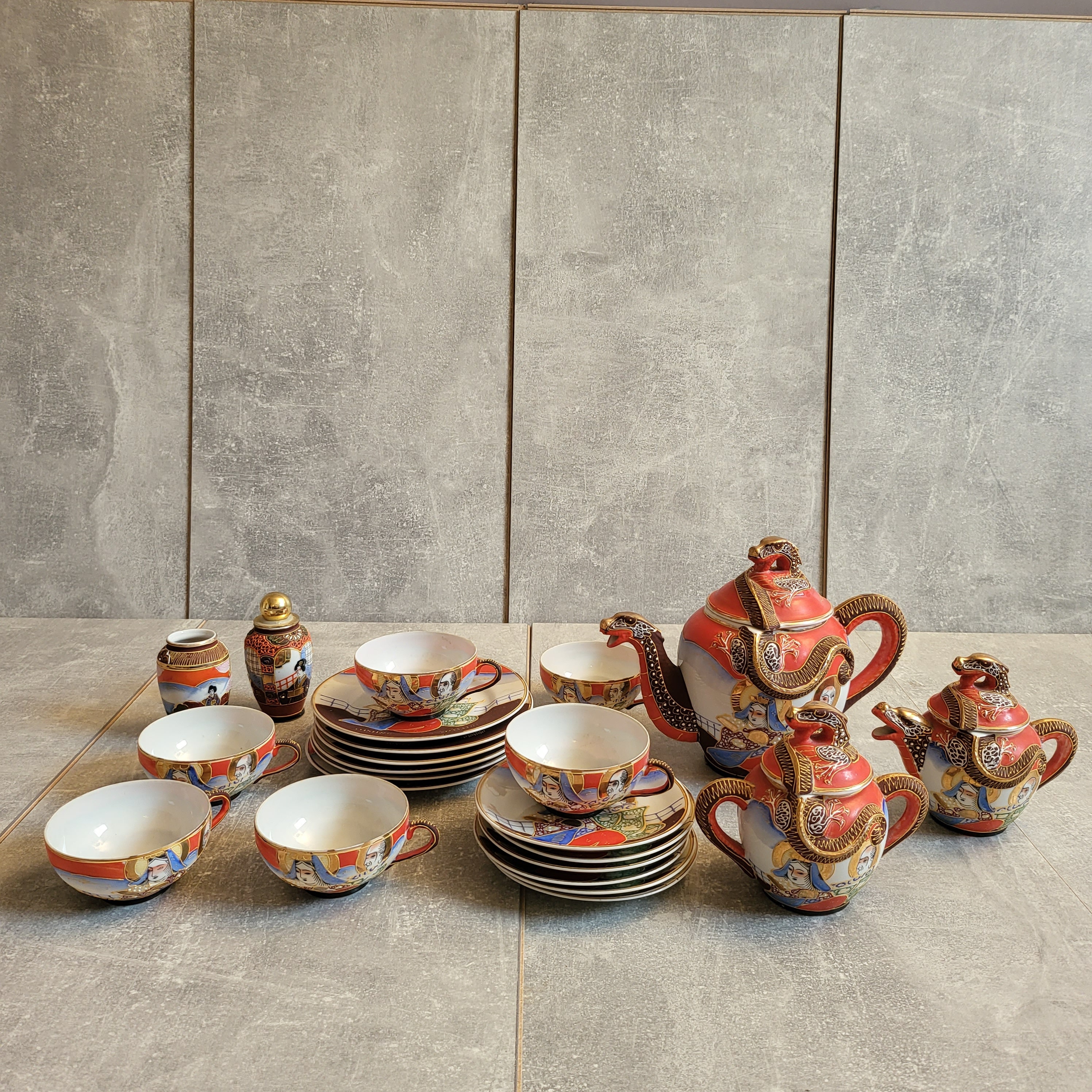 Japanese Geisha Lithophane Porcelain Tea Set by Satsuma 1960s - Etsy