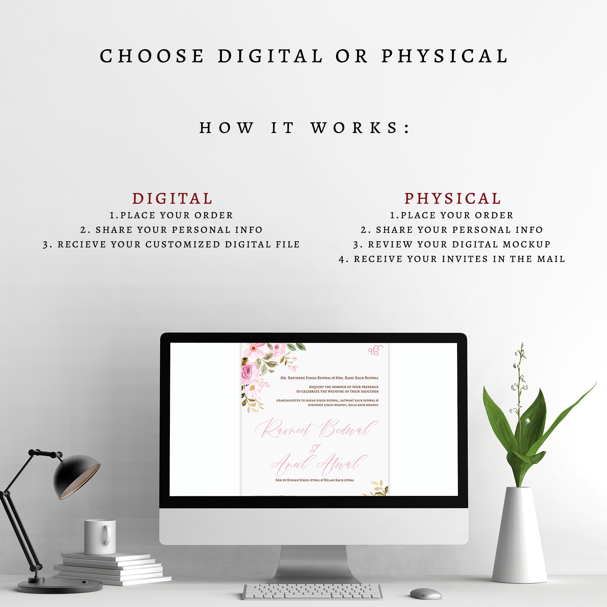 Sikh Wedding Invitation Physical Invite 3.5 X 5 Pre-wedding Insert ...