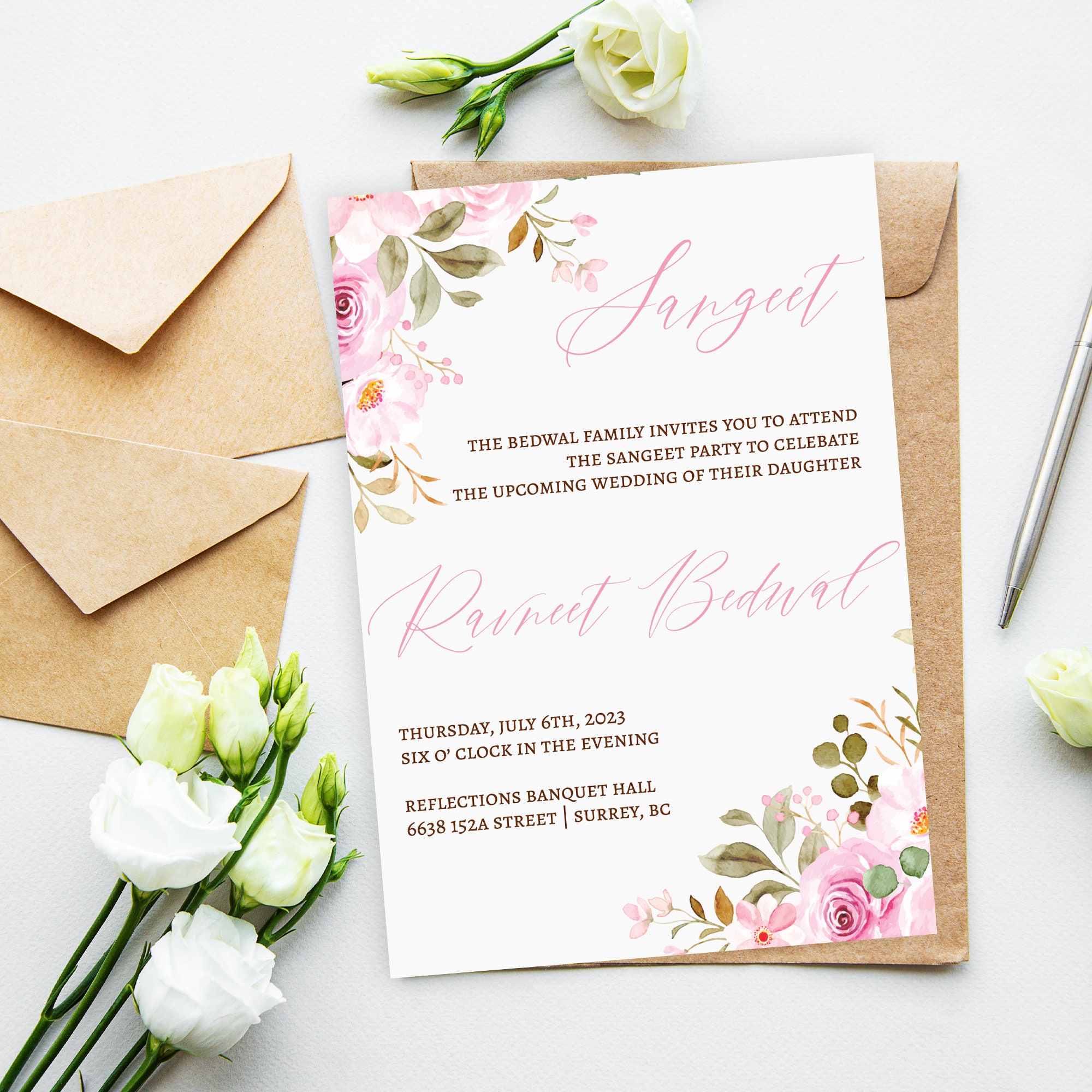 Sikh Wedding Invitation Physical Invite 3.5 X 5 Pre-wedding Insert ...