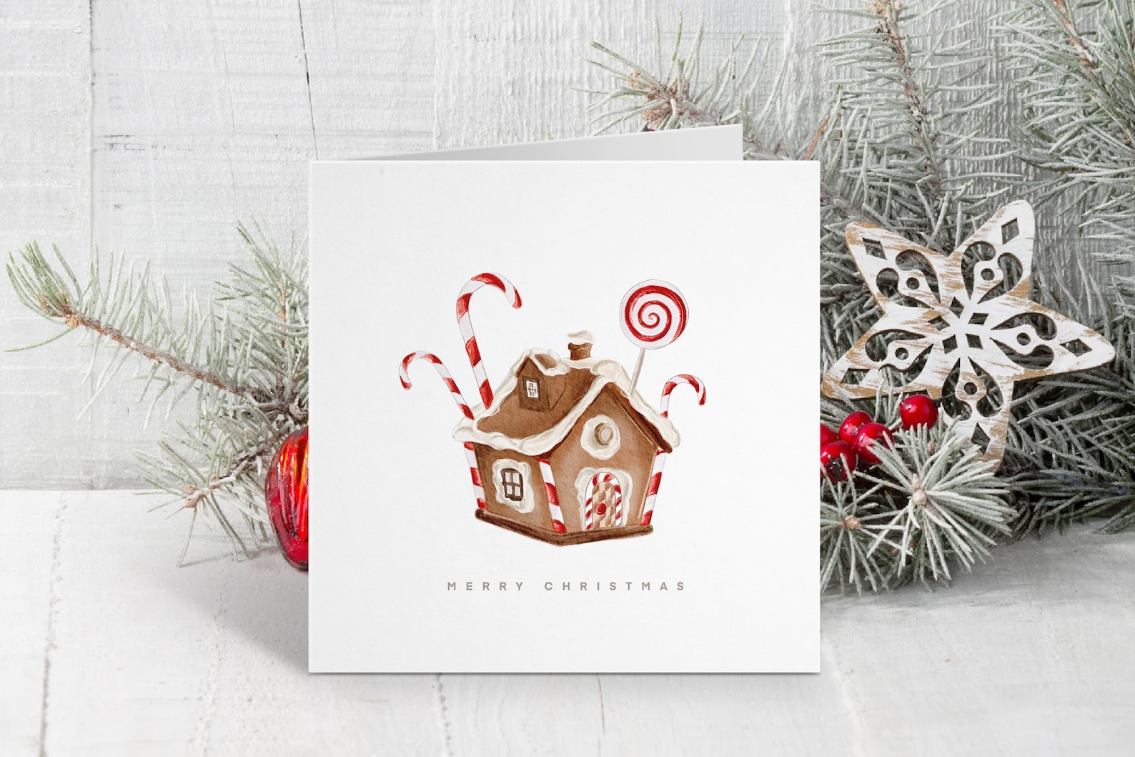 The Gingerbread House Christmas Card Modern Simplistic - Etsy
