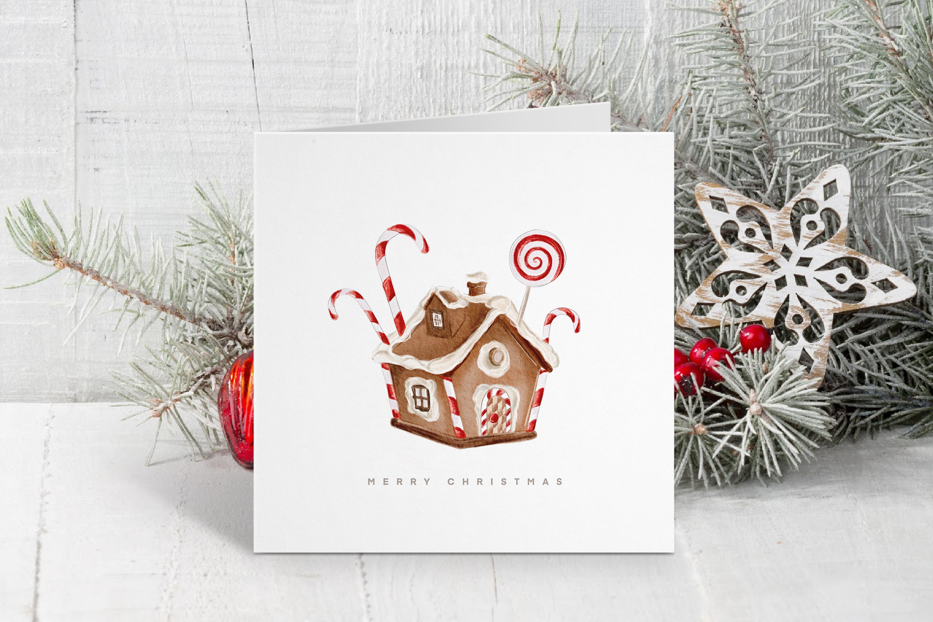 The Gingerbread House Christmas Card Modern Simplistic - Etsy