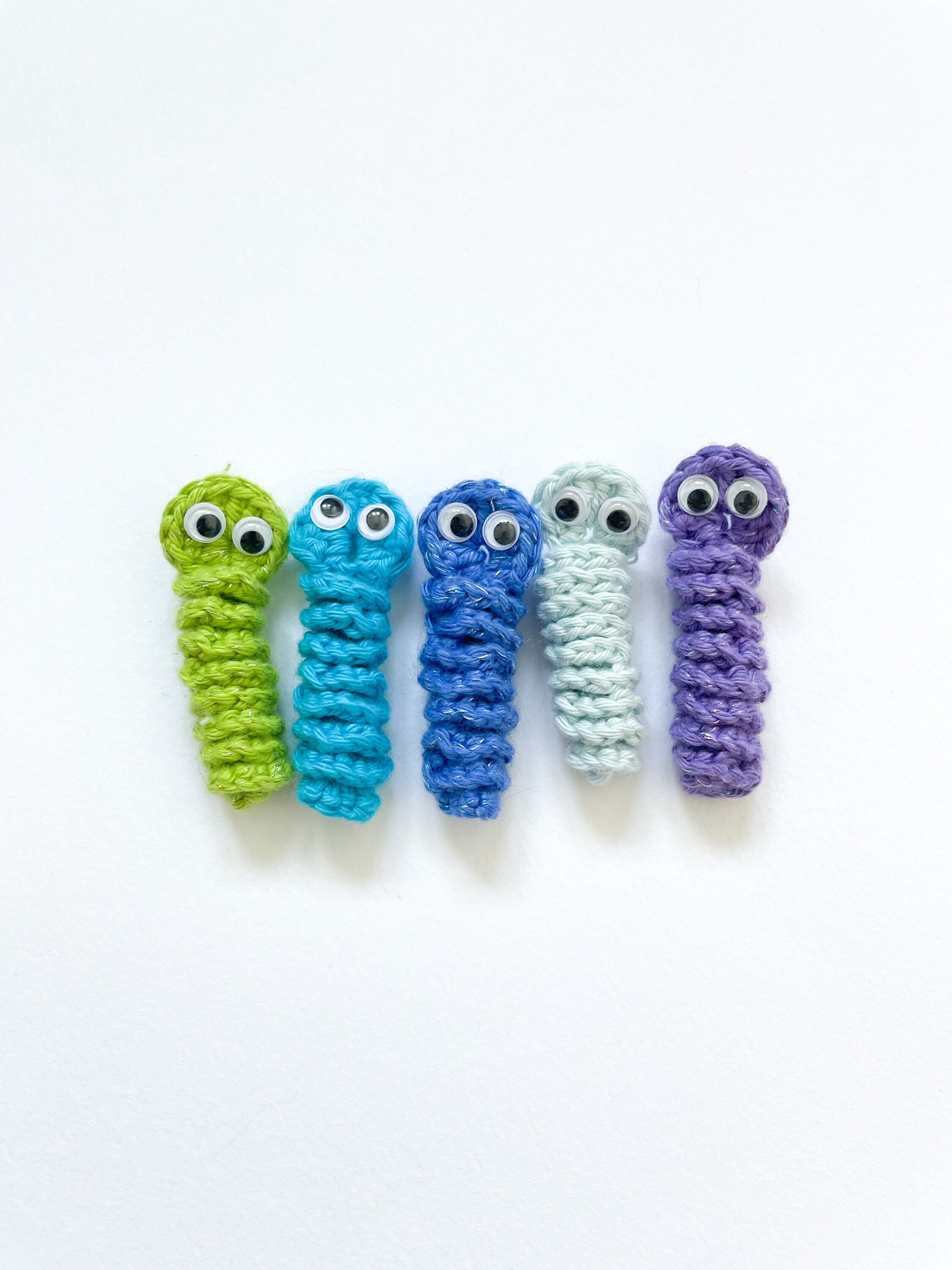 Tiny Worry Worm Crochet Fidget Toy Handmade Crochet Anxiety Relief Mini ...