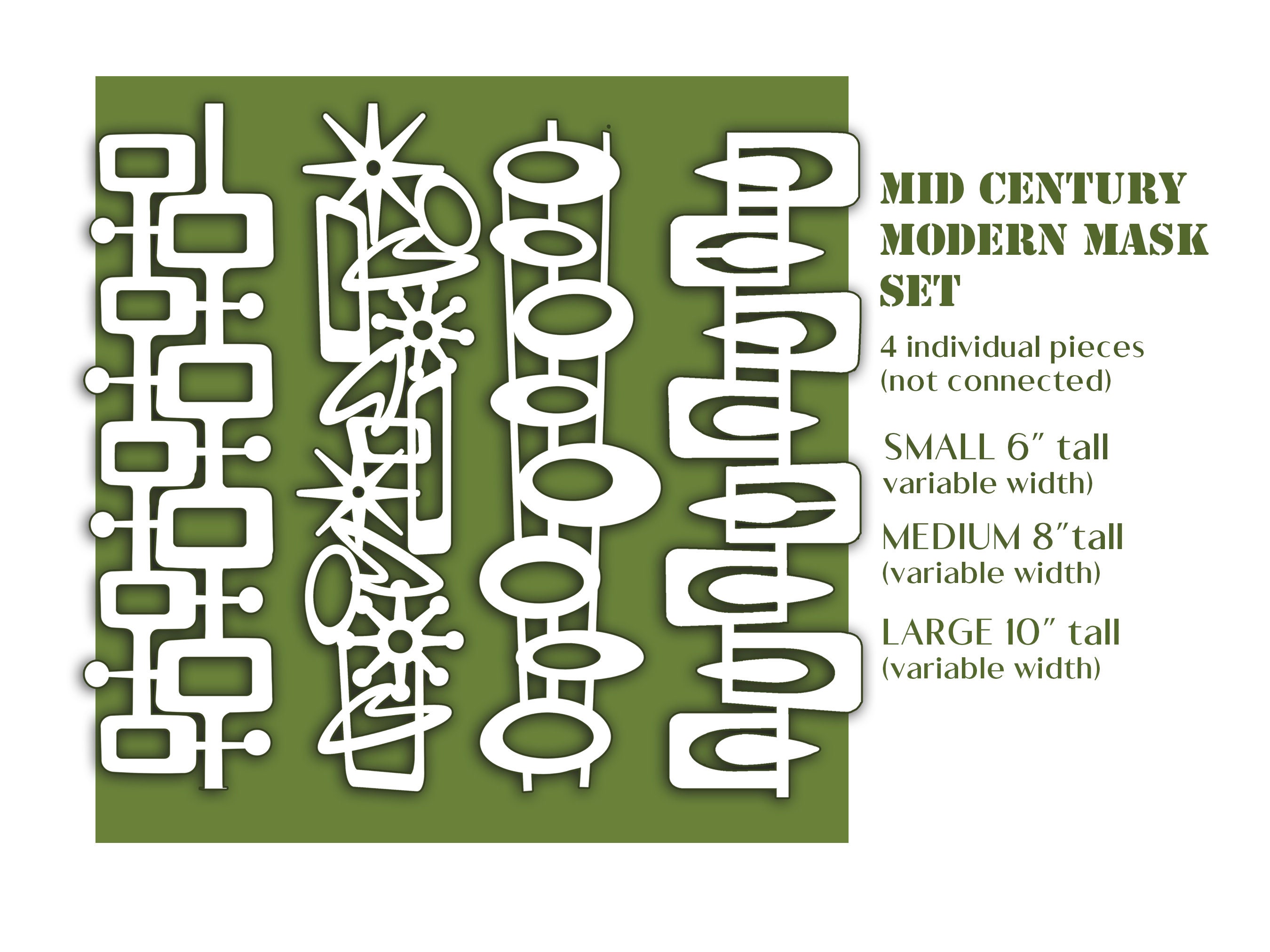 MID CENTURY MODERN 4PC Stencil Mask Setmade to Order - Etsy