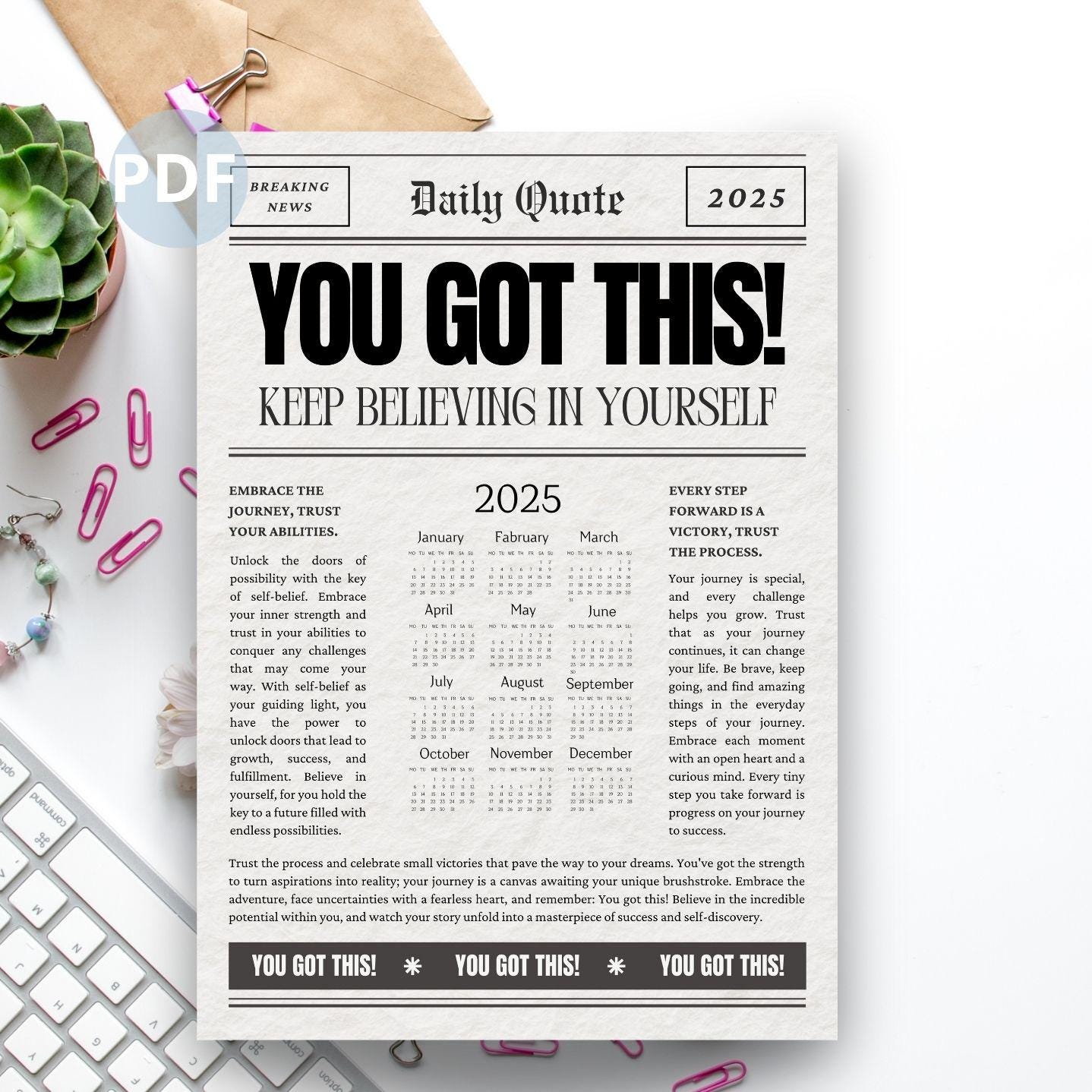 2025 Newspaper Yearly Calendar 2025 Annual Calendar Printable 2025 ...