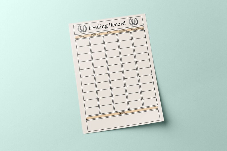 Printable Horse Feeding Record- Feed Organizer - Stable Organizer ...