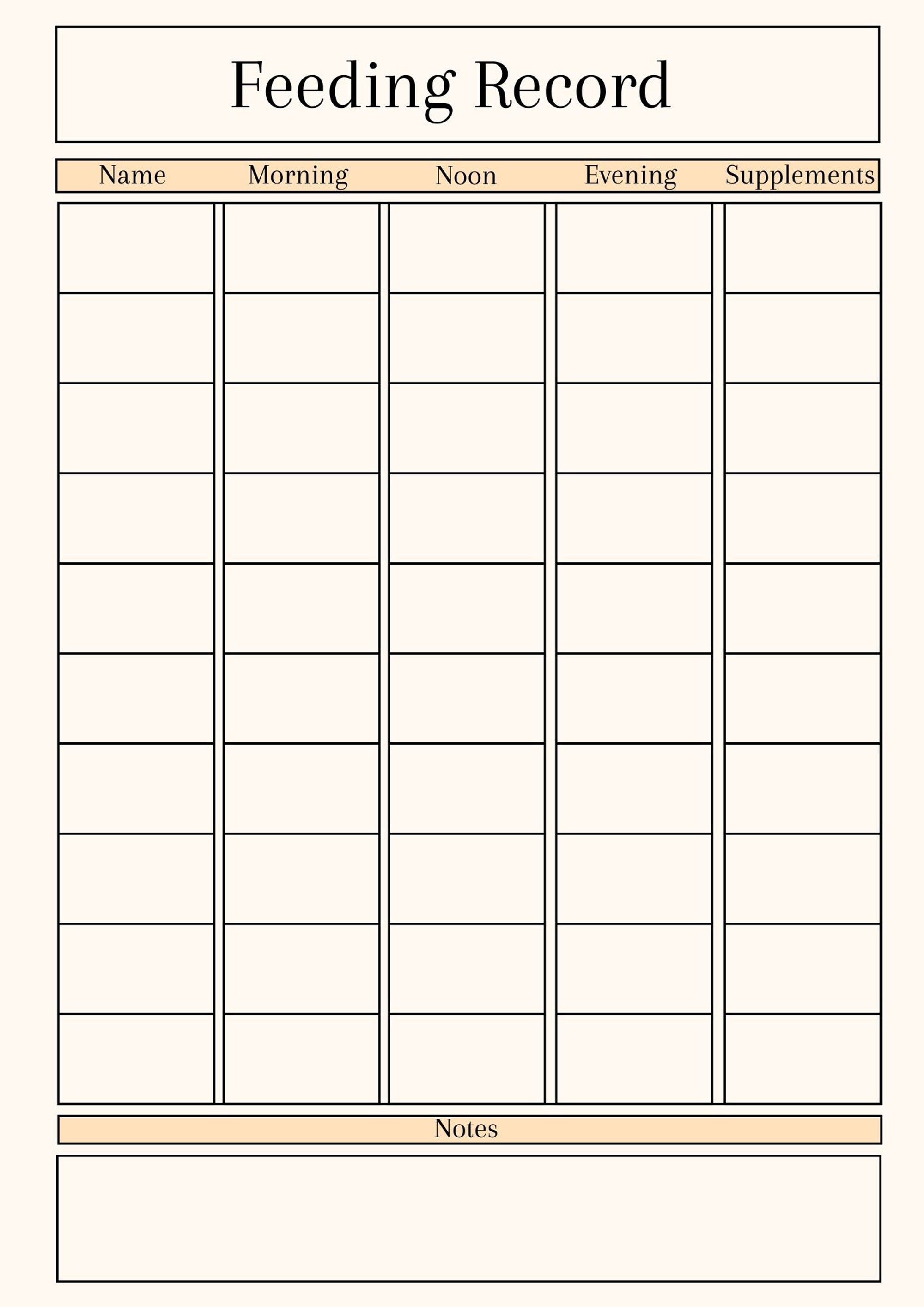 Printable Horse Feeding Record- Feed Organizer - Stable Organizer ...