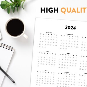 2024 & 2025 bundle Minimalist Letter Printable Calendar, 2024 Simple ...