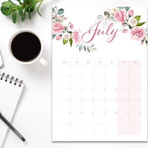 Printable Calendar 2025 Pink & Purple Roses Monthly Calendar - Etsy