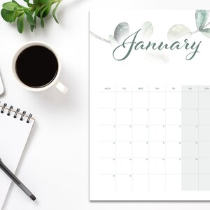 Printable Calendar 2025 Greenery Eucalyptus Monthly Calendar - Etsy