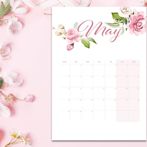 Printable Calendar 2025 Pink & Purple Roses Monthly Calendar - Etsy
