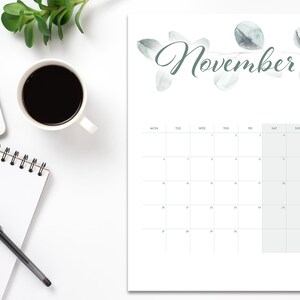 Printable Calendar 2025 Greenery Eucalyptus Monthly Calendar - Etsy