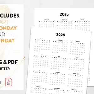 2025 Minimalist Letter Printable Calendar, 2025 Simple Planner, 2025 ...