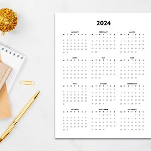 2024 & 2025 bundle Minimalist Letter Printable Calendar, 2024 Simple ...