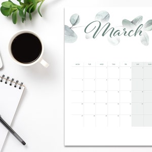 Printable Calendar 2025 Greenery Eucalyptus Monthly Calendar - Etsy