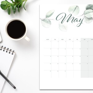 Printable Calendar 2025 Greenery Eucalyptus Monthly Calendar - Etsy