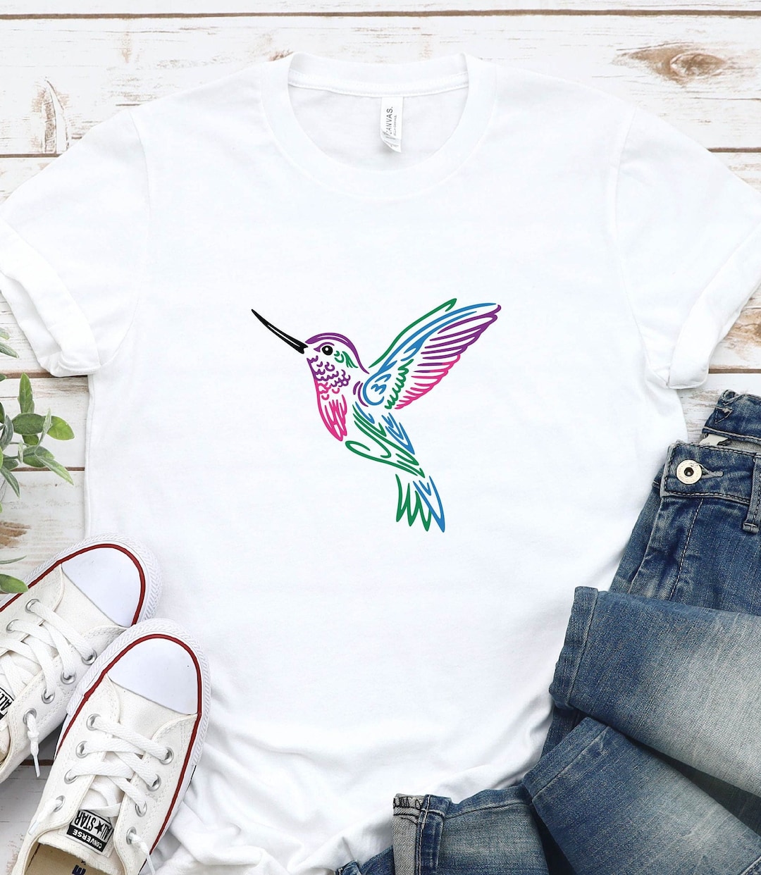Cute Colorful Bird Shirt, Vintage Forest Botanical Bird Tee Colorful ...