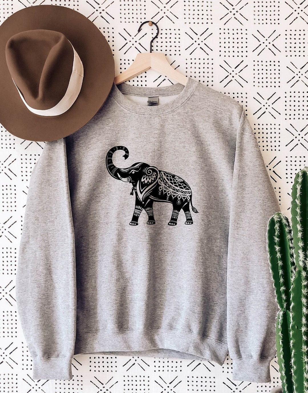 Elephant Sweatshirt, Floral Elephant Sweater and Hoodie, Elephant Lover ...