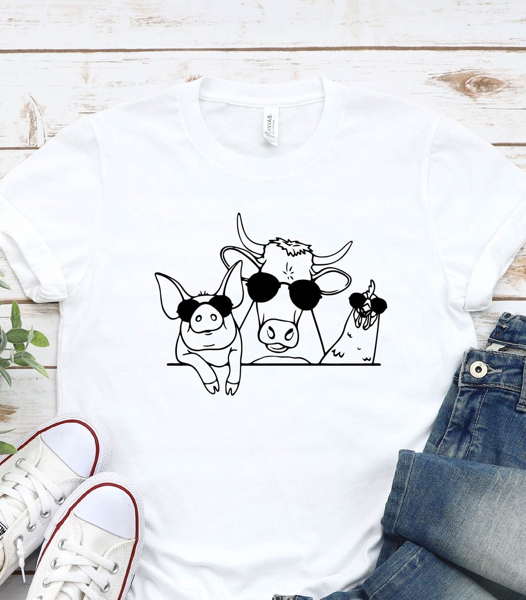 Group of Farm Animals Shirt, Cow Pig Chicken T-shirt, Cow Shirt, Pig ...