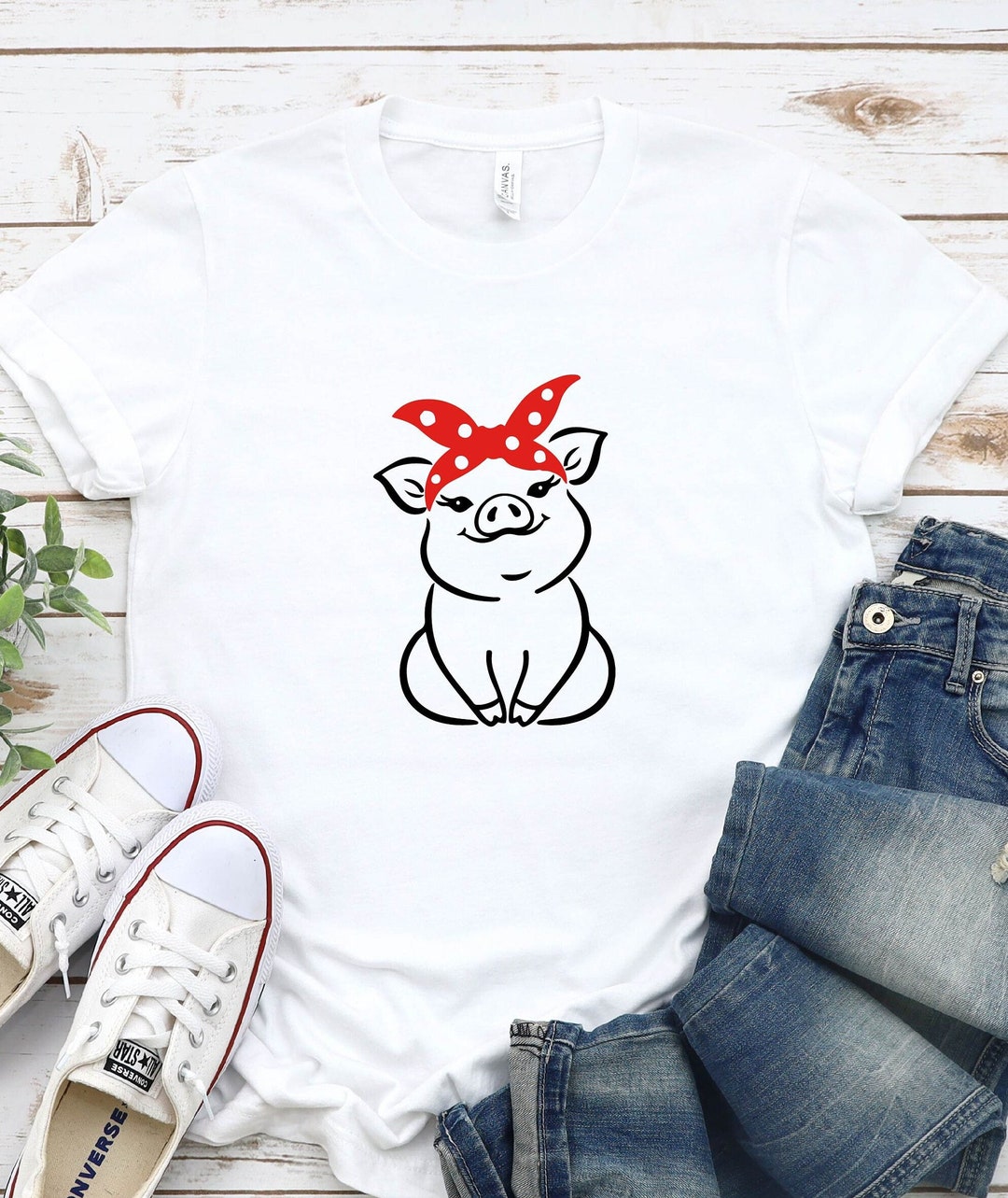 Cute Pig With Bandana Shirt,funny Pigs Shirt, Pig Lover Gift, Animal ...