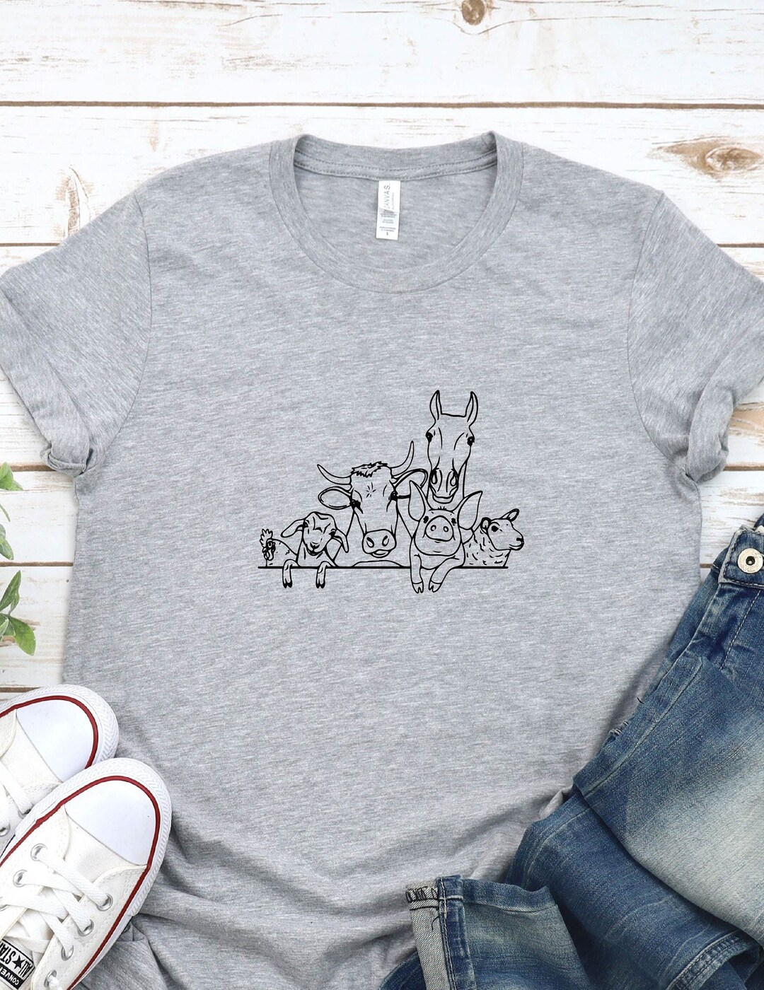 Group of Farm Animals Shirt, Animal Lover Shirt, Horse Cow Pig T-shirt ...