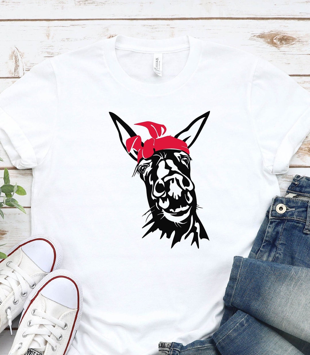 Donkey With Bandana Shirt, Donkey Shirt, Donkey Red Bandana Shirt ...