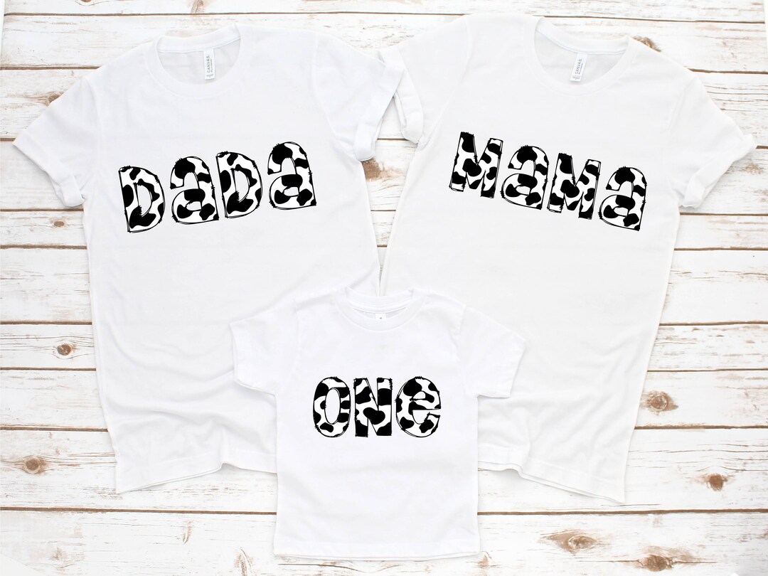 Cow Mom Mama Dada One Custom Cow Print Family Matching Shirt, Mothers ...
