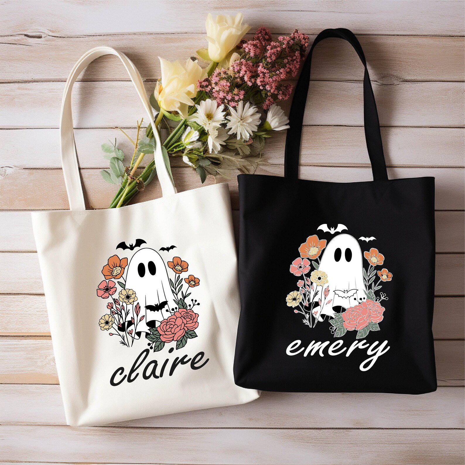 Custom Spooky Ghost Tote Bag: Halloween Trick or Treat Bag - Etsy