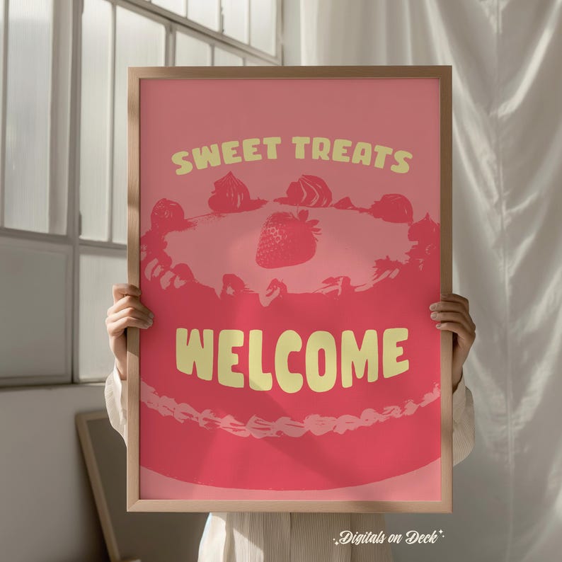 Sweet Treats Welcome Strawberry Cake Digital Poster Print, Room Decor ...