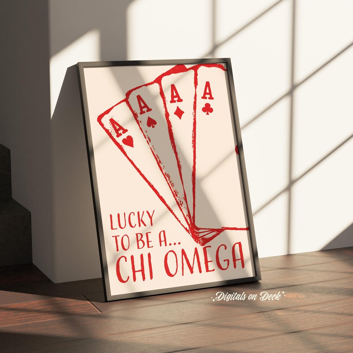 Lucky to Be a Chi Omega Sorority Digital Print, Cardinal Red Card ...
