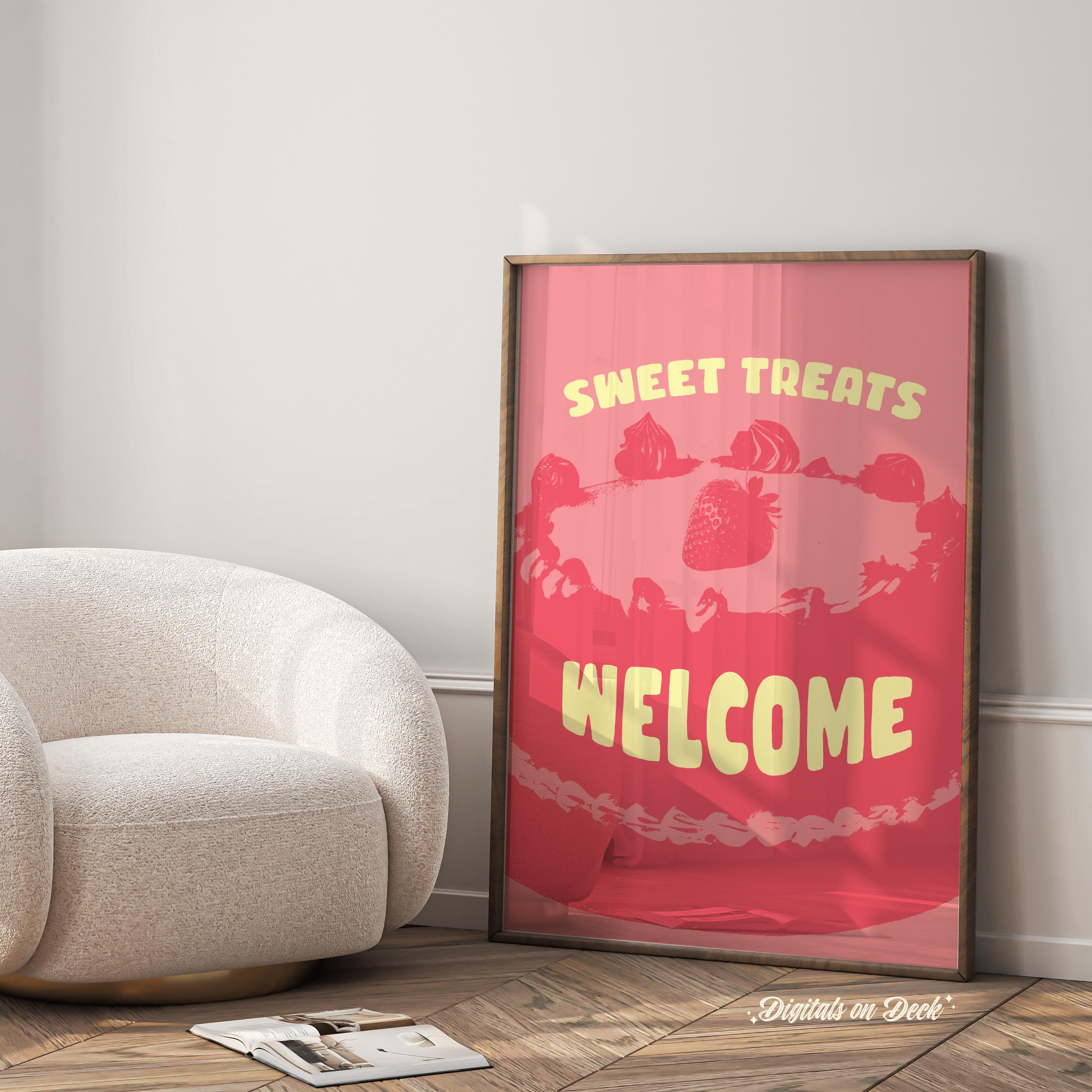 Sweet Treats Welcome Strawberry Cake Digital Poster Print, Room Decor ...