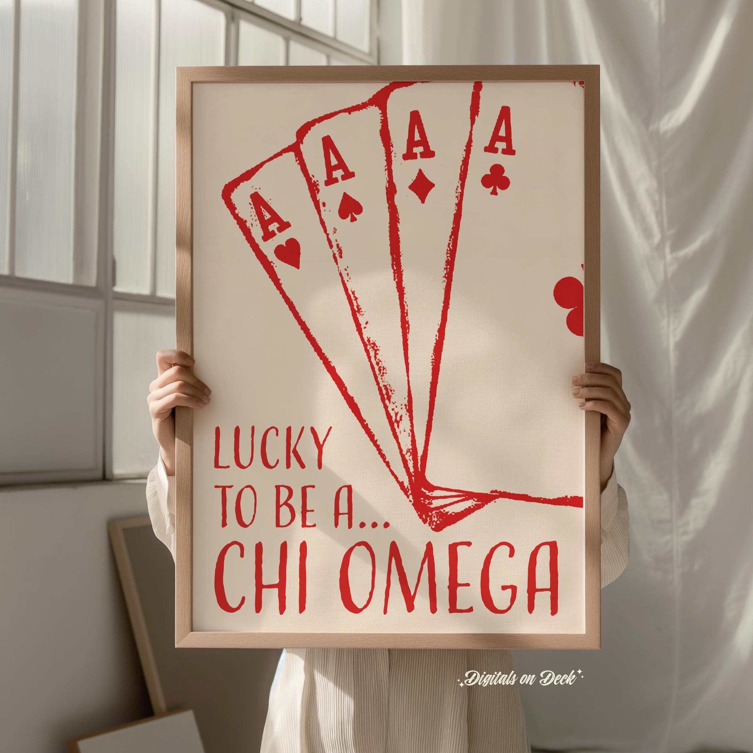 Lucky to Be a Chi Omega Sorority Digital Print, Cardinal Red Card ...