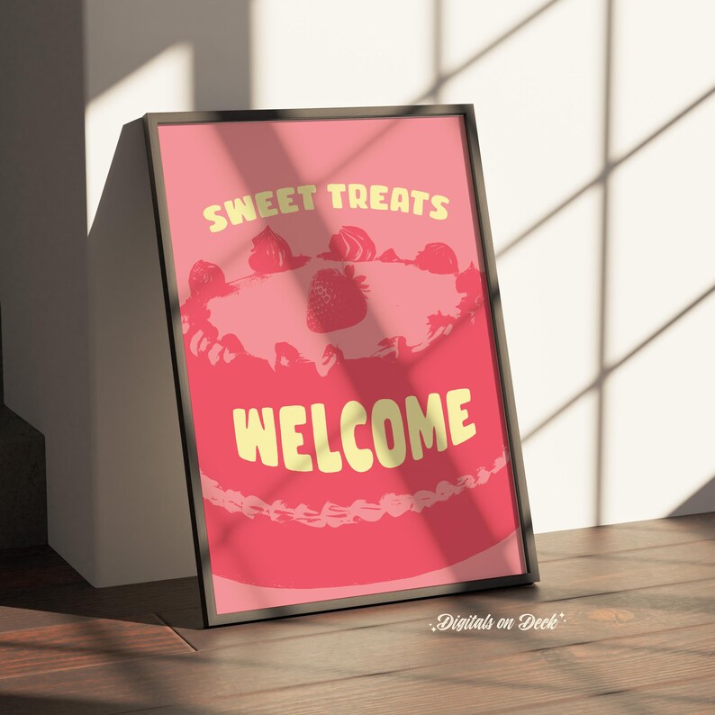 Sweet Treats Welcome Strawberry Cake Digital Poster Print, Room Decor ...