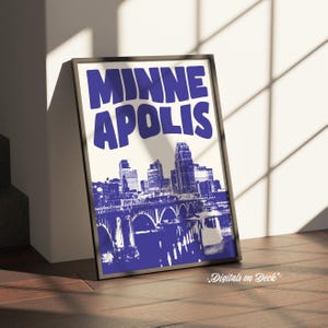 Minneapolis City Digital Poster Print, Minnesota Wall Art, Modern Wall ...