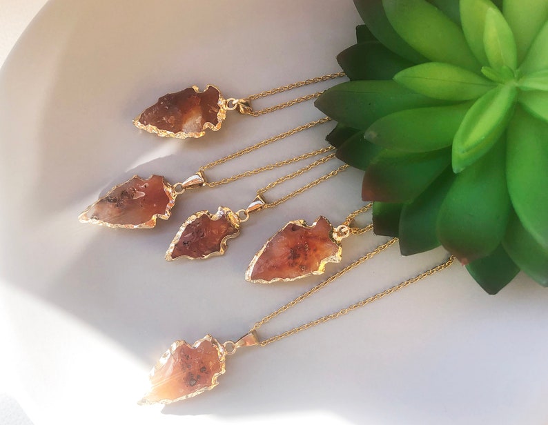 Genuine Carnelian Necklace Raw Carnelian Arrowhead Pendant - Etsy