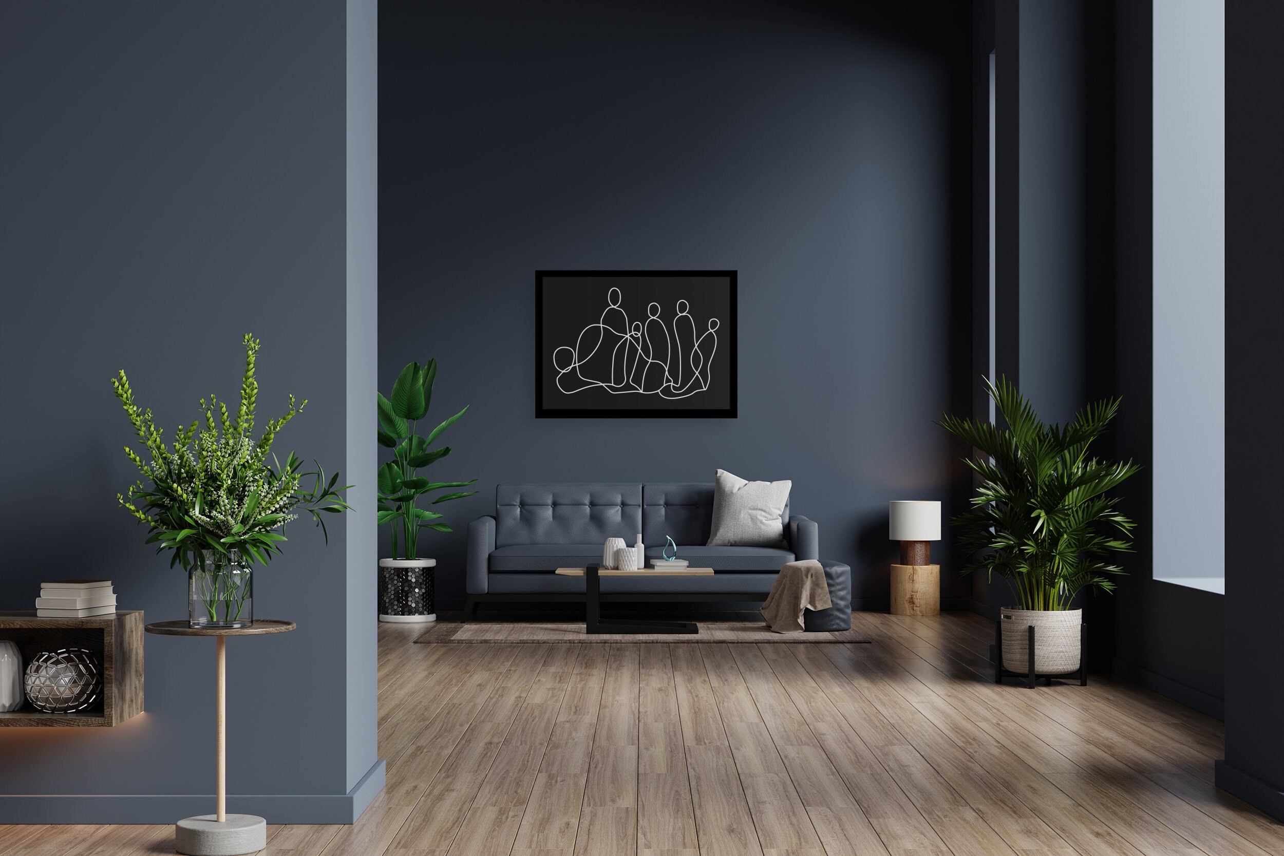 Line Drawing of People - Modern Line Drawing - Custom Line Drawing ...