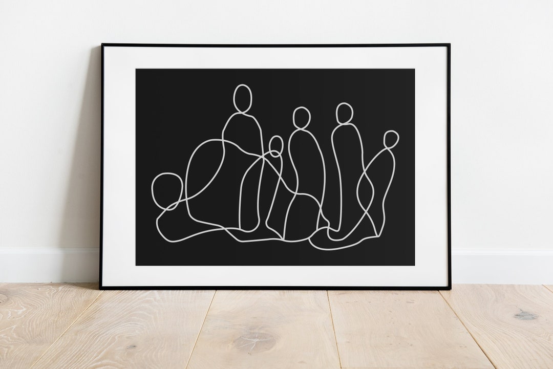 Line Drawing of People - Modern Line Drawing - Custom Line Drawing ...