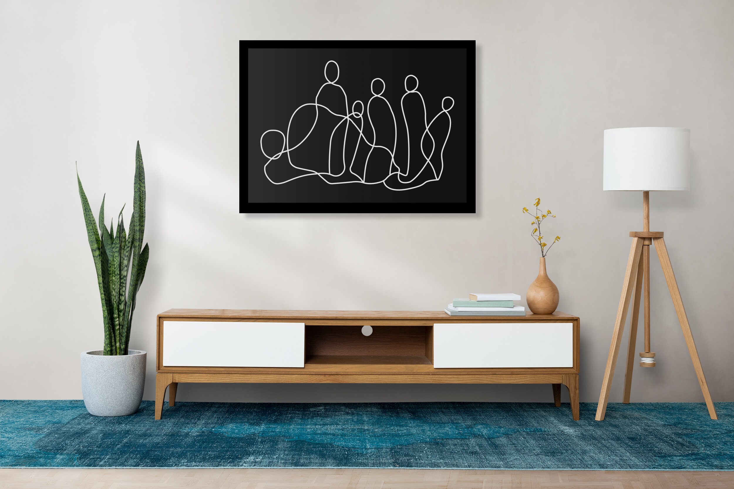 Line Drawing of People - Modern Line Drawing - Custom Line Drawing ...