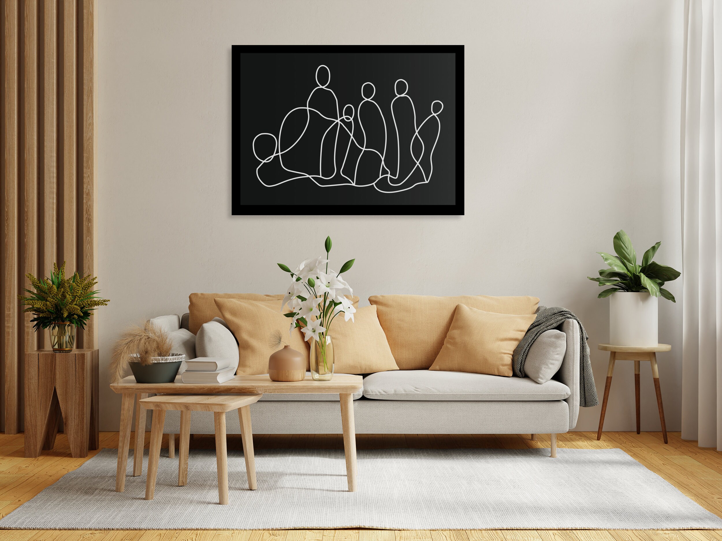 Line Drawing of People - Modern Line Drawing - Custom Line Drawing ...