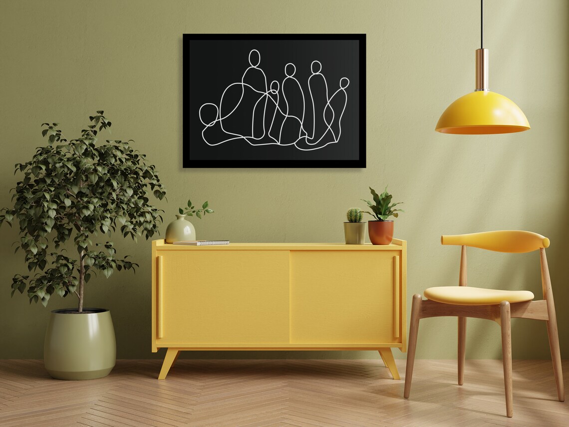 Line Drawing of People - Modern Line Drawing - Custom Line Drawing ...