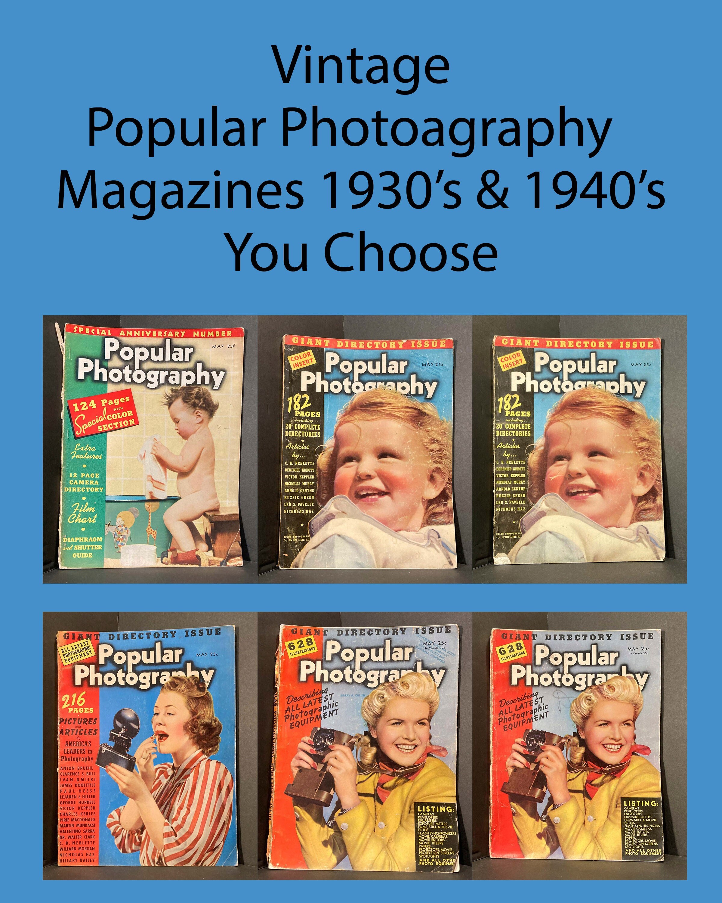 1930's-1940's Popular Photography Magazines, Choose an Issue ...