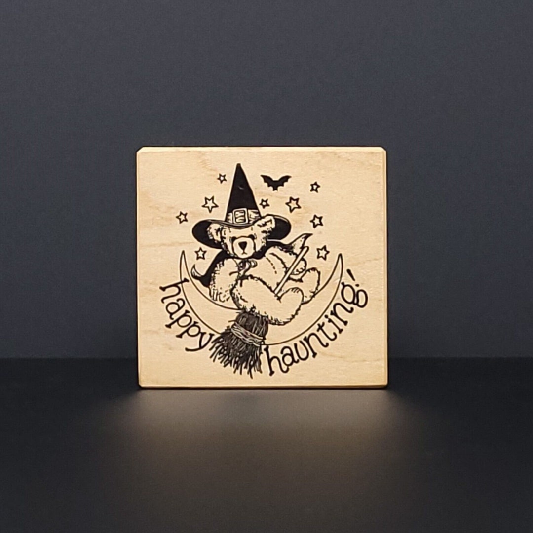 PSX Happy Haunting Witch Teddy Bear Rubber Stamp F-683 Halloween Moon ...