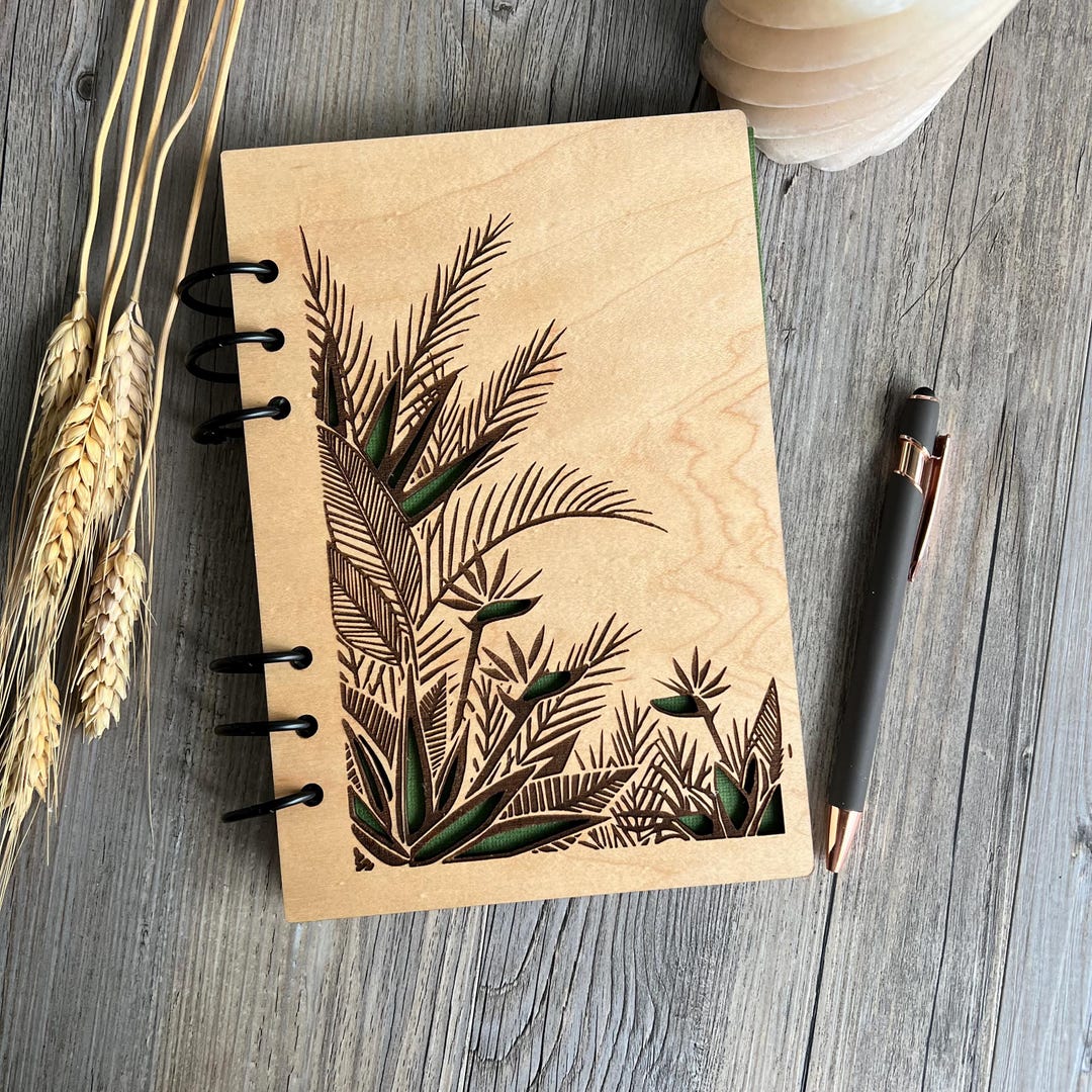 Palm Refillable Laser Cut Engraved Wood Journal/sustainable/a5 Size 8 ...