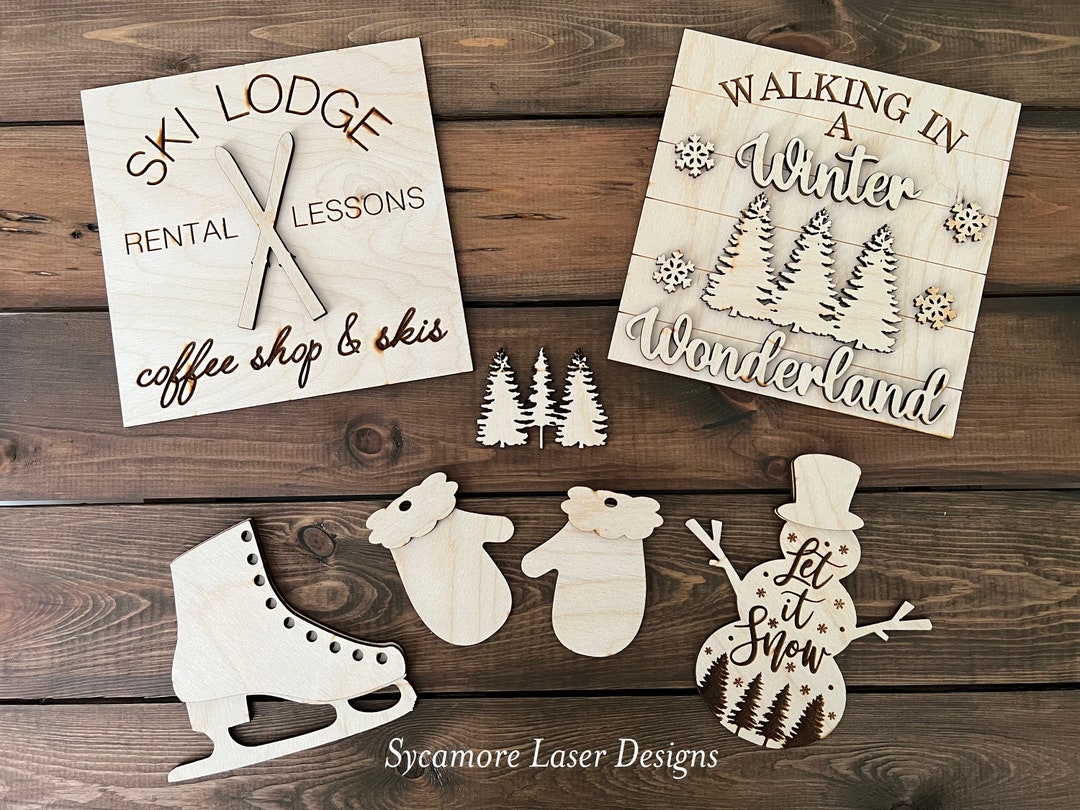 Ski Lodge Tiered Tray/unfinished Wood Blanks/diy Winter Ski Decor/ski ...