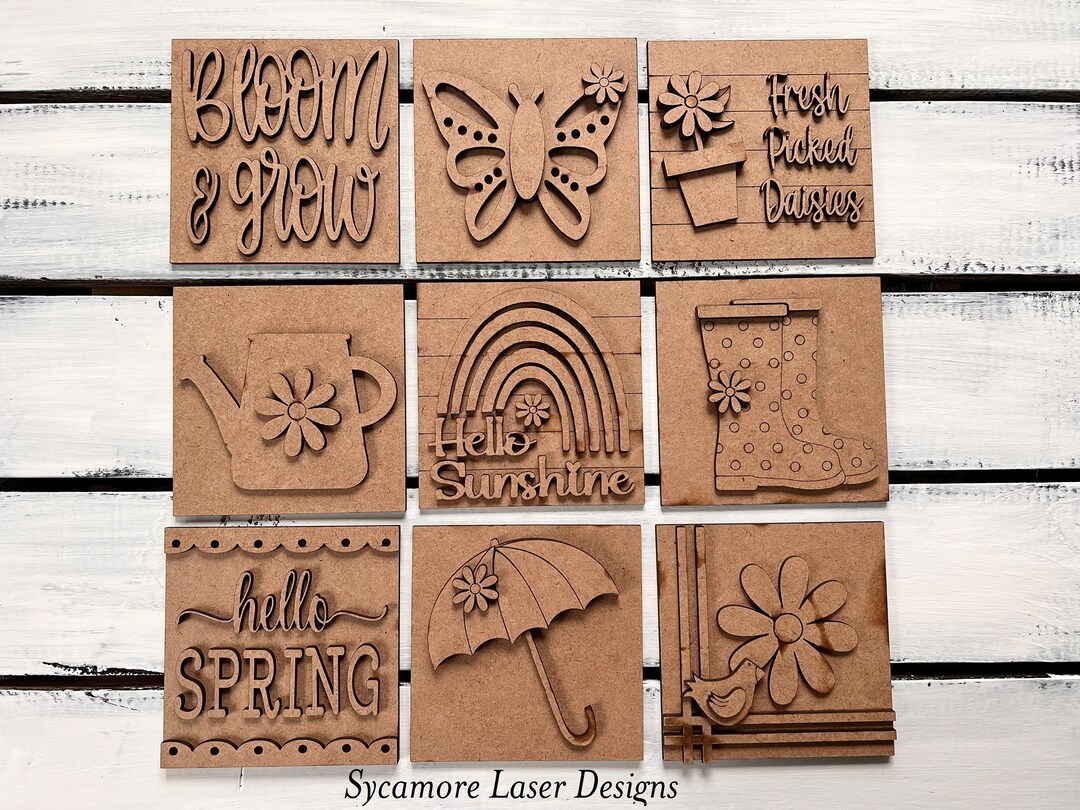 Spring Interchangeable Square Signs/unfinished Wood Blanks/diy Home ...